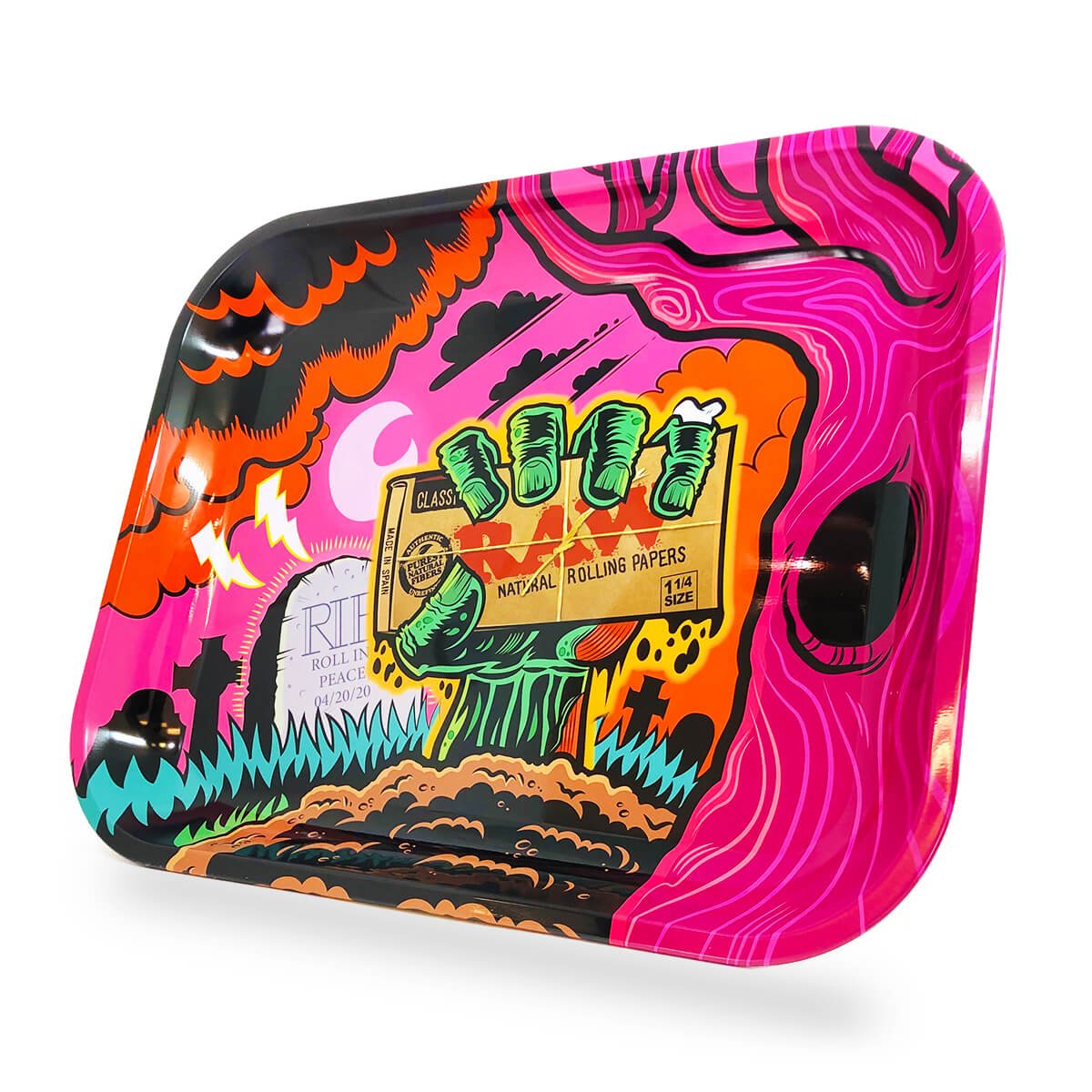 Wholesale RAW – Black Large Metal Rolling Tray | Rollup Trays